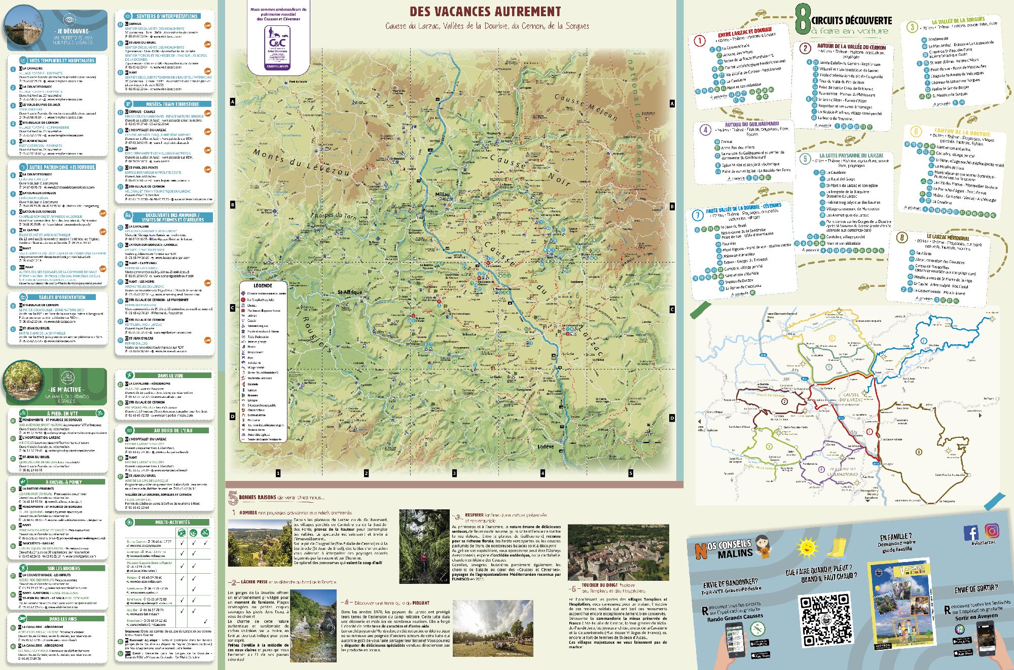 Carte touristique Larzac Vallées, Nant | Tourisme Aveyron