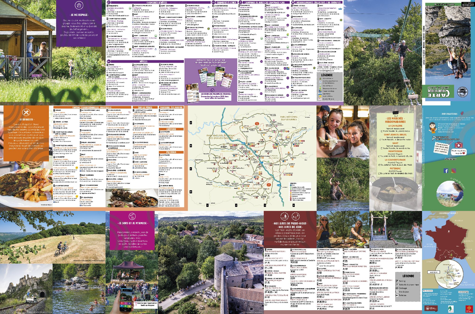 Carte touristique Larzac Vallées, Nant | Tourisme Aveyron